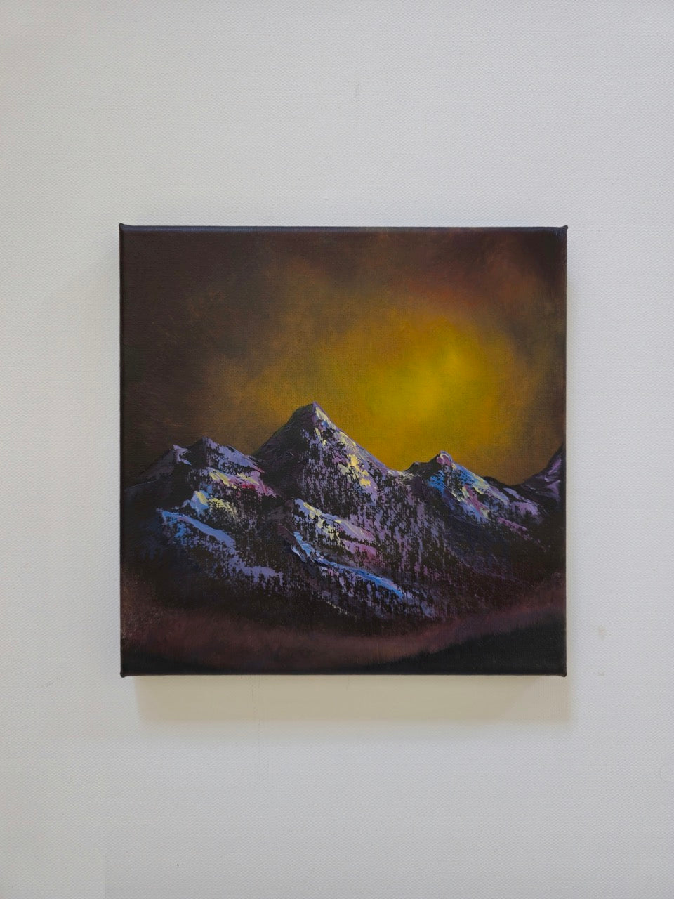 8x8" Original Canvas Painting: Mini Black Sunset – Paint with Kat Mugg